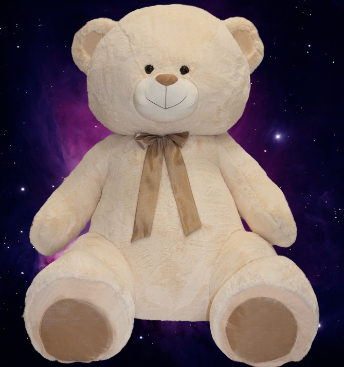 Мега голям плюшен мечок от заешки пух, бежов, огромен | Iguana.bg